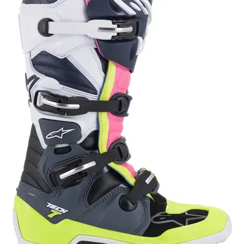 Alpinestars Tech 7 Boots Dark Grey/ Dark Blue/Pink Fluo | MX Locker
