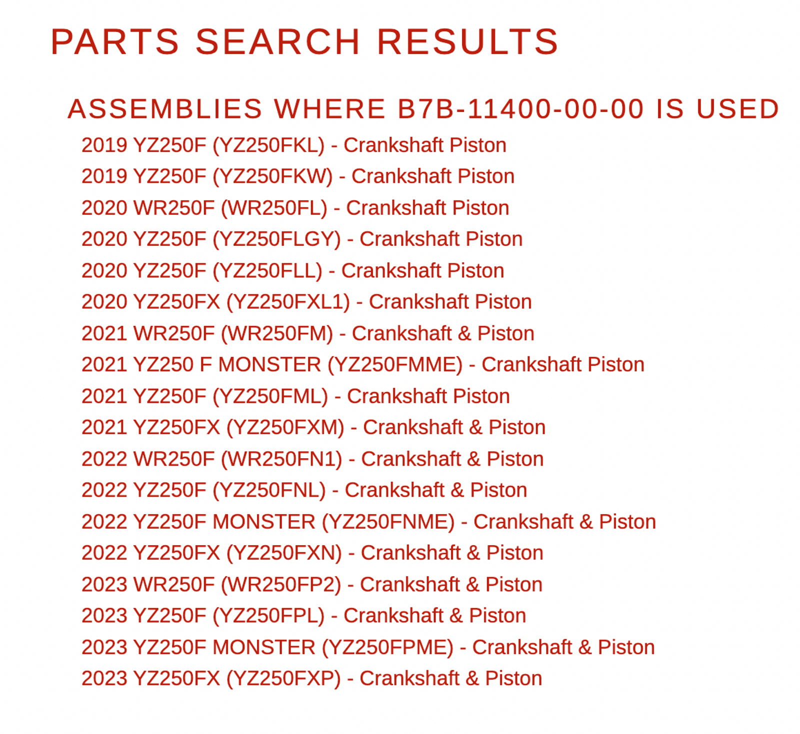 Yamaha Yz250f Yz250fx Wr250f 2019 2023 Crankshaft Assy B7b 1 Mx Locker